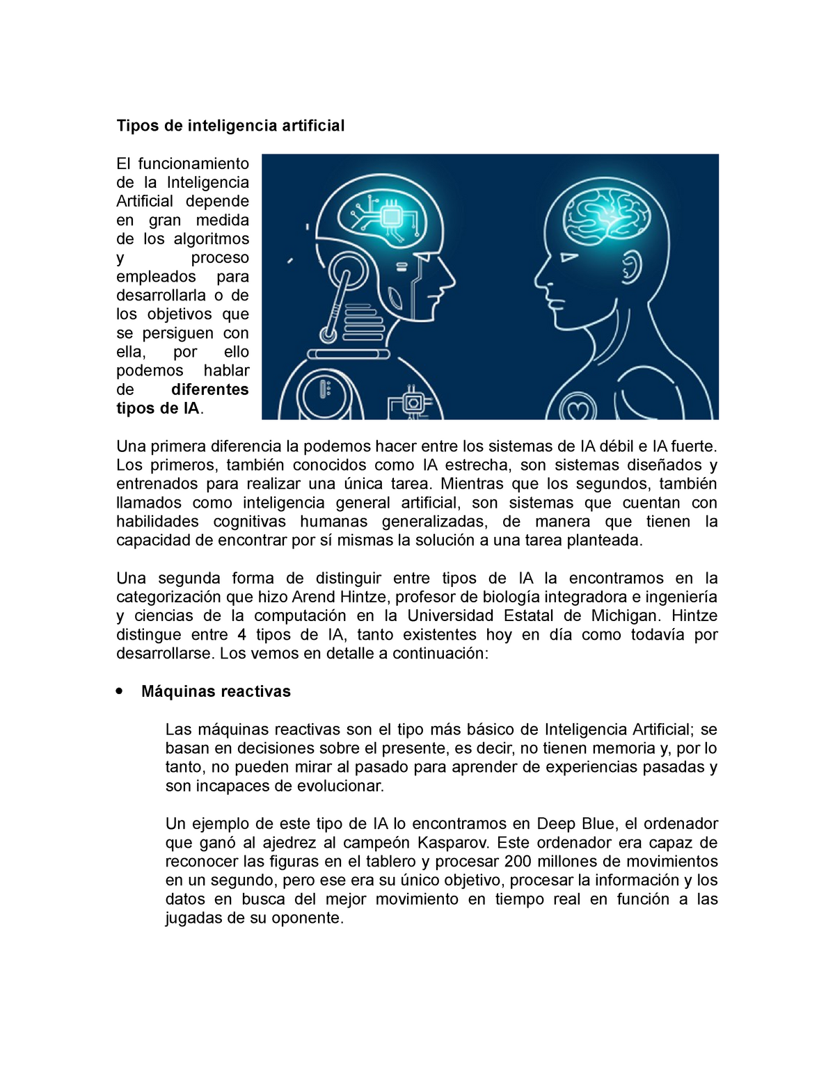 Tipos De Inteligencia Artificial Ventajas Y Desventajas Aplicación