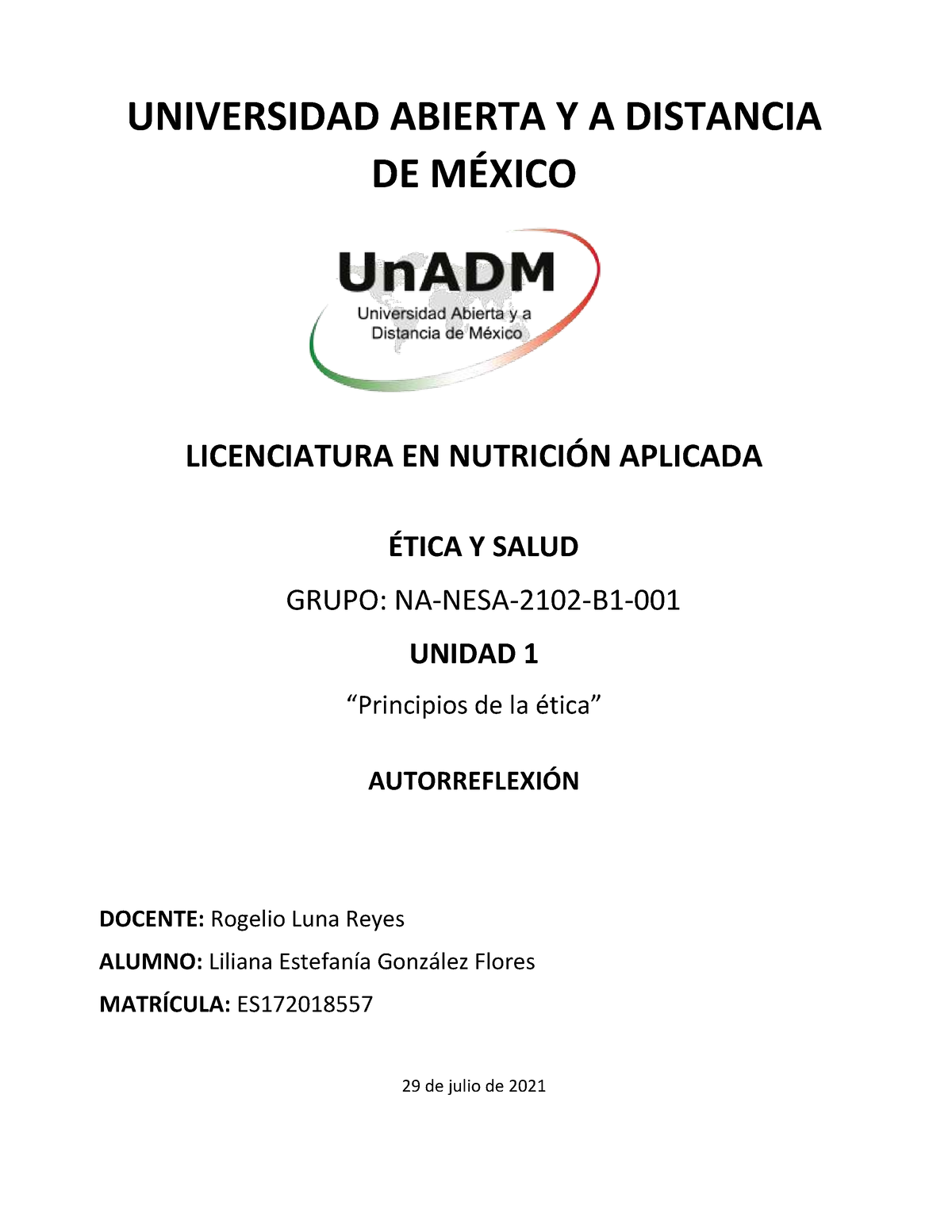 Esa U1 Atr Ligf Unidad 1 Ejemplo De Autorreflexiones Universidad