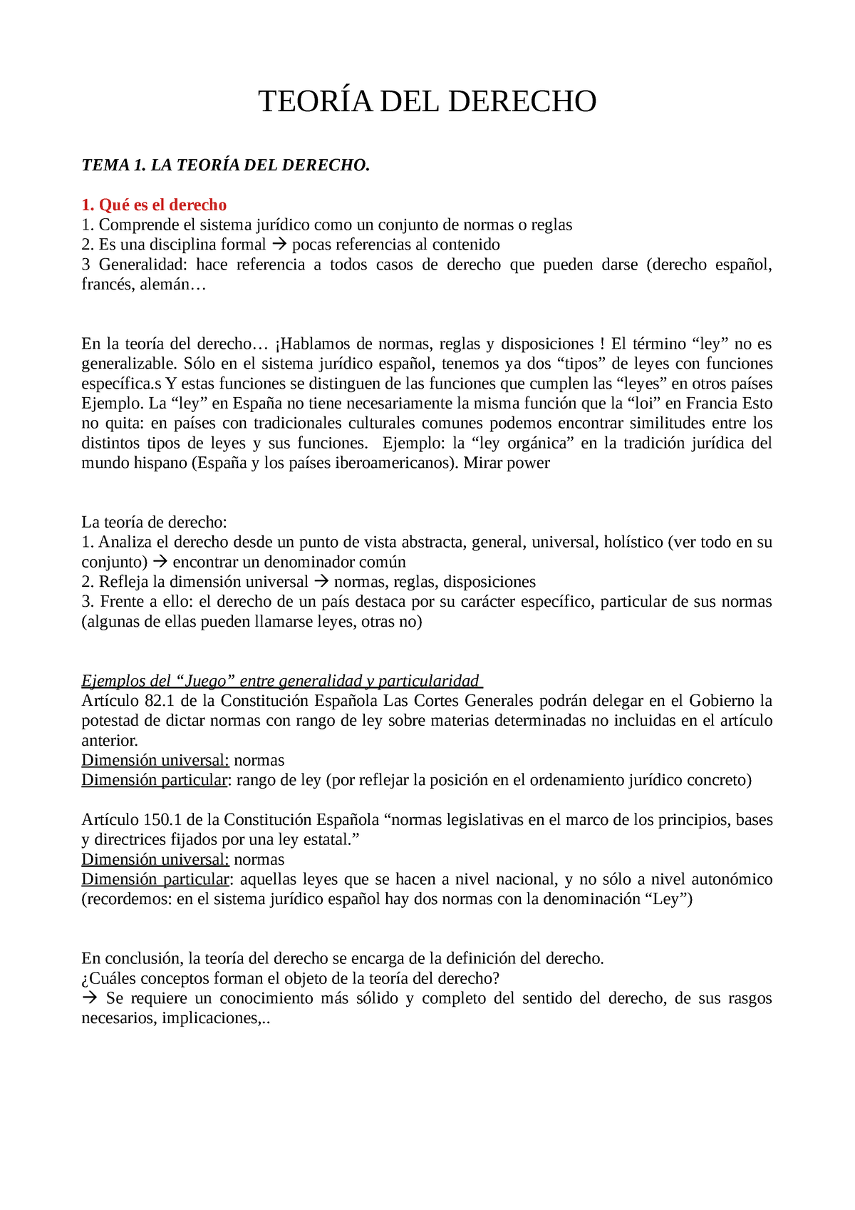 Apuntes Teoria Del Derecho 1 TeorÍa Del Derecho Tema 1 La TeorÍa Del