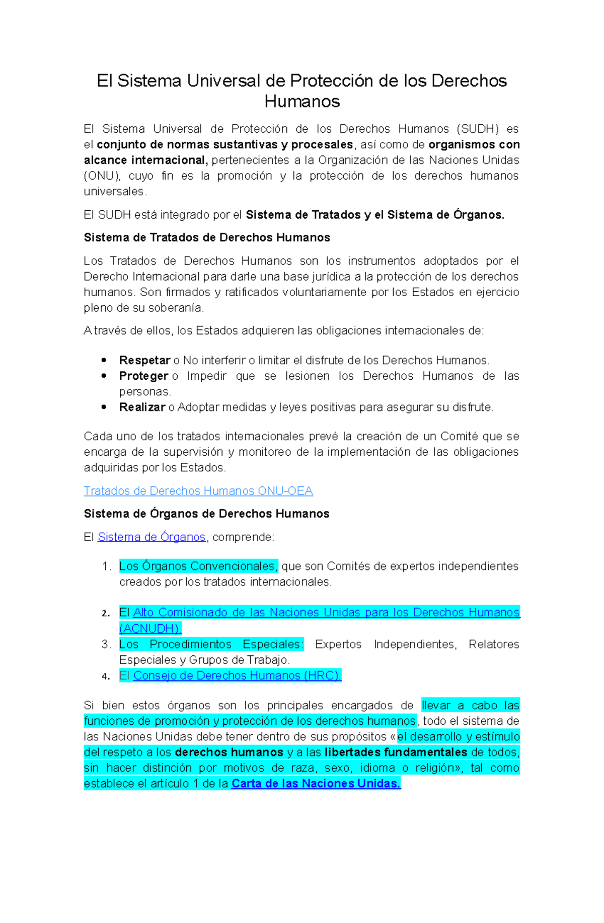 Sistema Universal De Protección De Los Derechos Humanos El Sudh Está