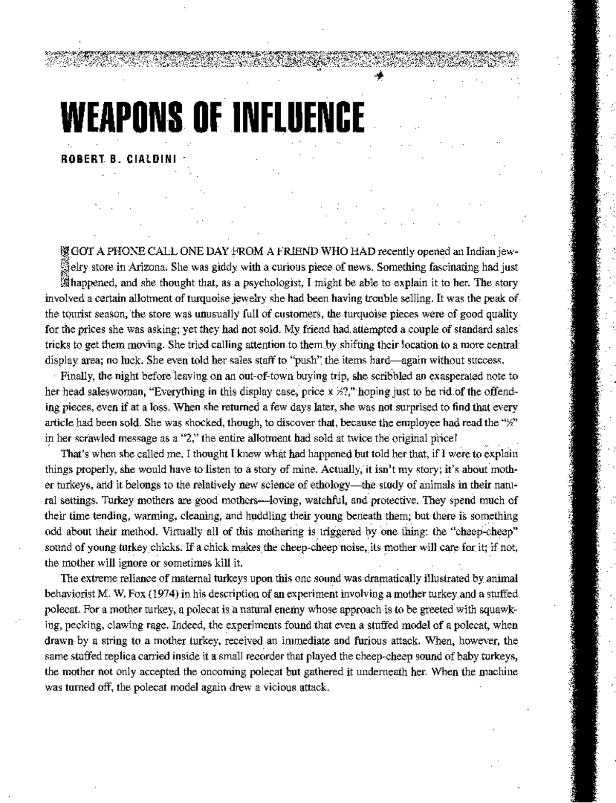 Cialdini 2012 Weapons Of Influence Weapons Of Influence Robert