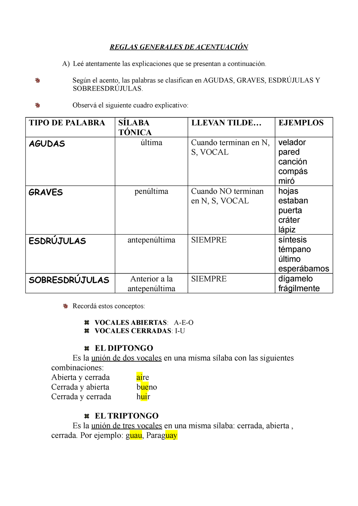 Reglas Generales De Acentuacion Reglas Generales De AcentuaciÓn A