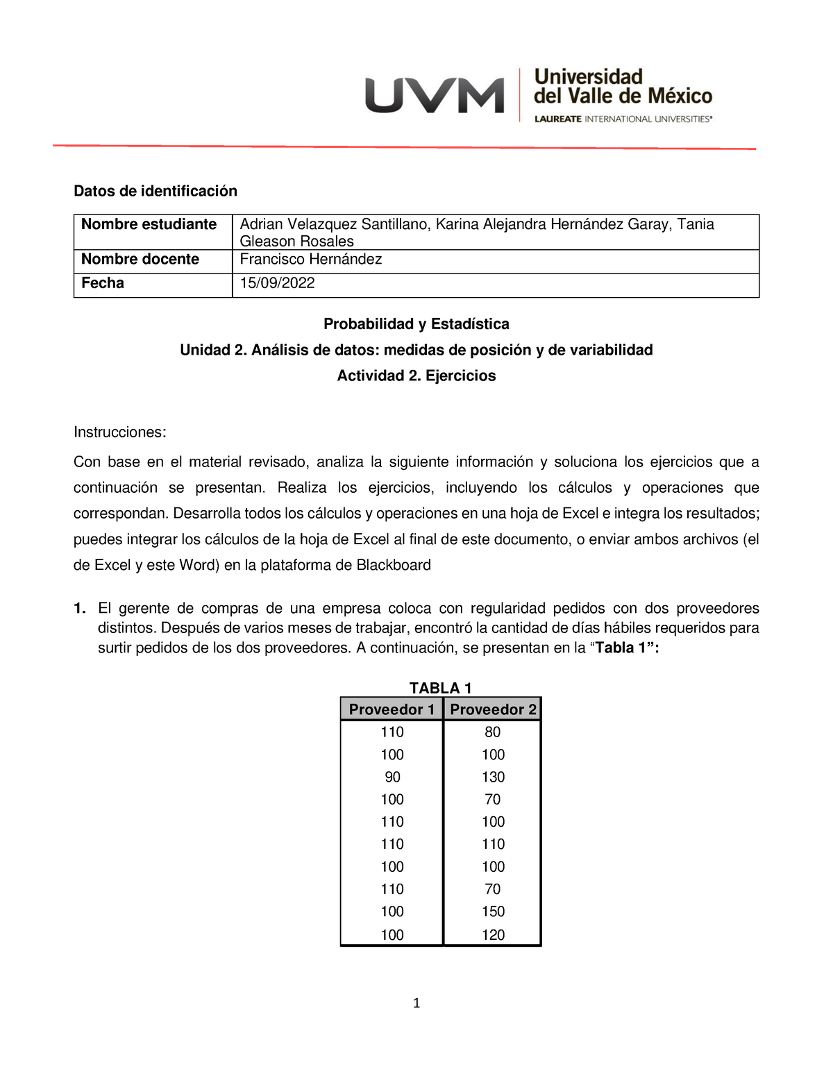 U2 Act 2 Actividad 2 Datos De Identificación Probabilidad Y