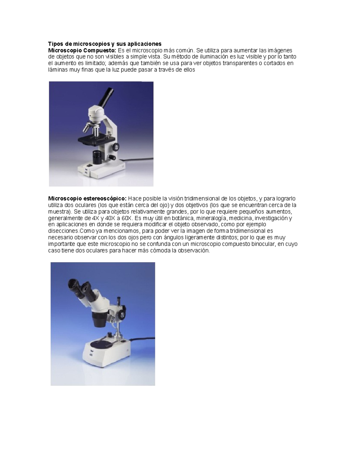 Tipos De Microscopios Y Sus Aplicaciones Tipos De Microscopios Y Sus