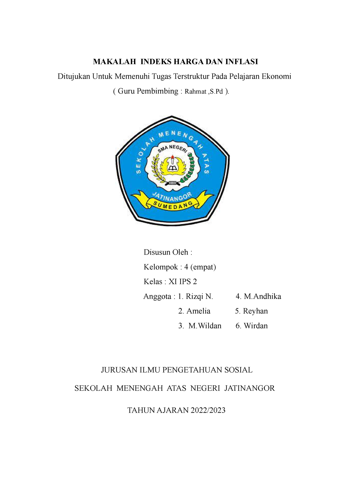 Makalah Tari Sanghyang Kelompok 2 Makalah Indeks Harga Dan Inflasi