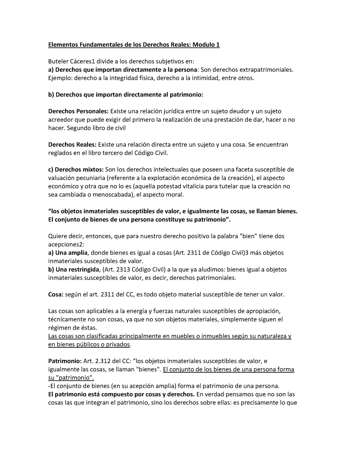 Reales Resumen 1y2 Elementos Fundamentales De Los Derechos Reales