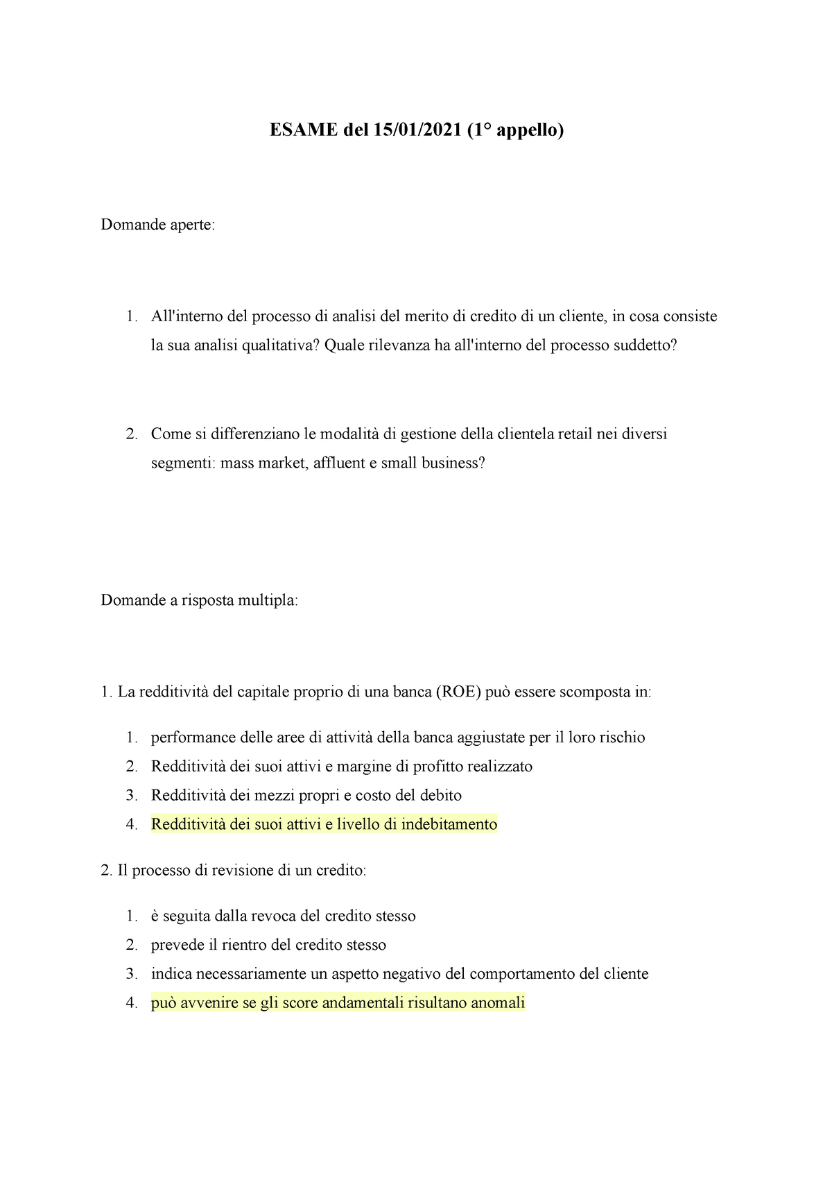 Esami 2020 21 Esempi Di Domande A Risposta Multipla Con Soluzioni E