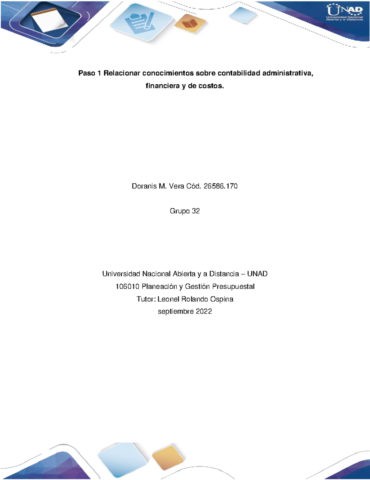 Paso 1 Contabilidad Administrativa Financiera Costo Paso 1 Relacionar