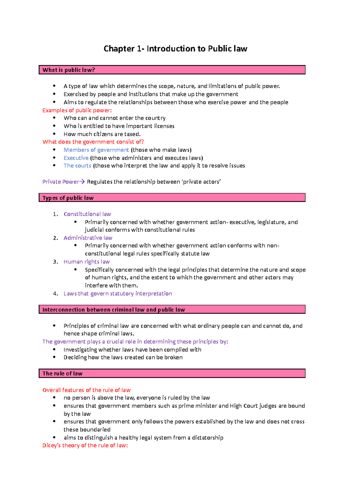 Chapter 1 Lecture Notes Chapter 1 Introduction To Public Law What