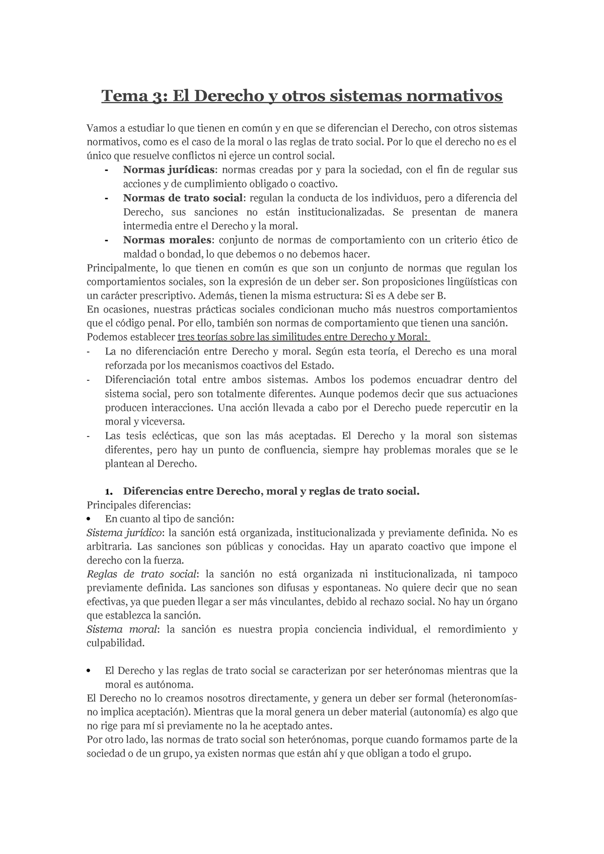 Tema 3 Teoría Apuntes 3 Tema 3 El Derecho Y Otros Sistemas