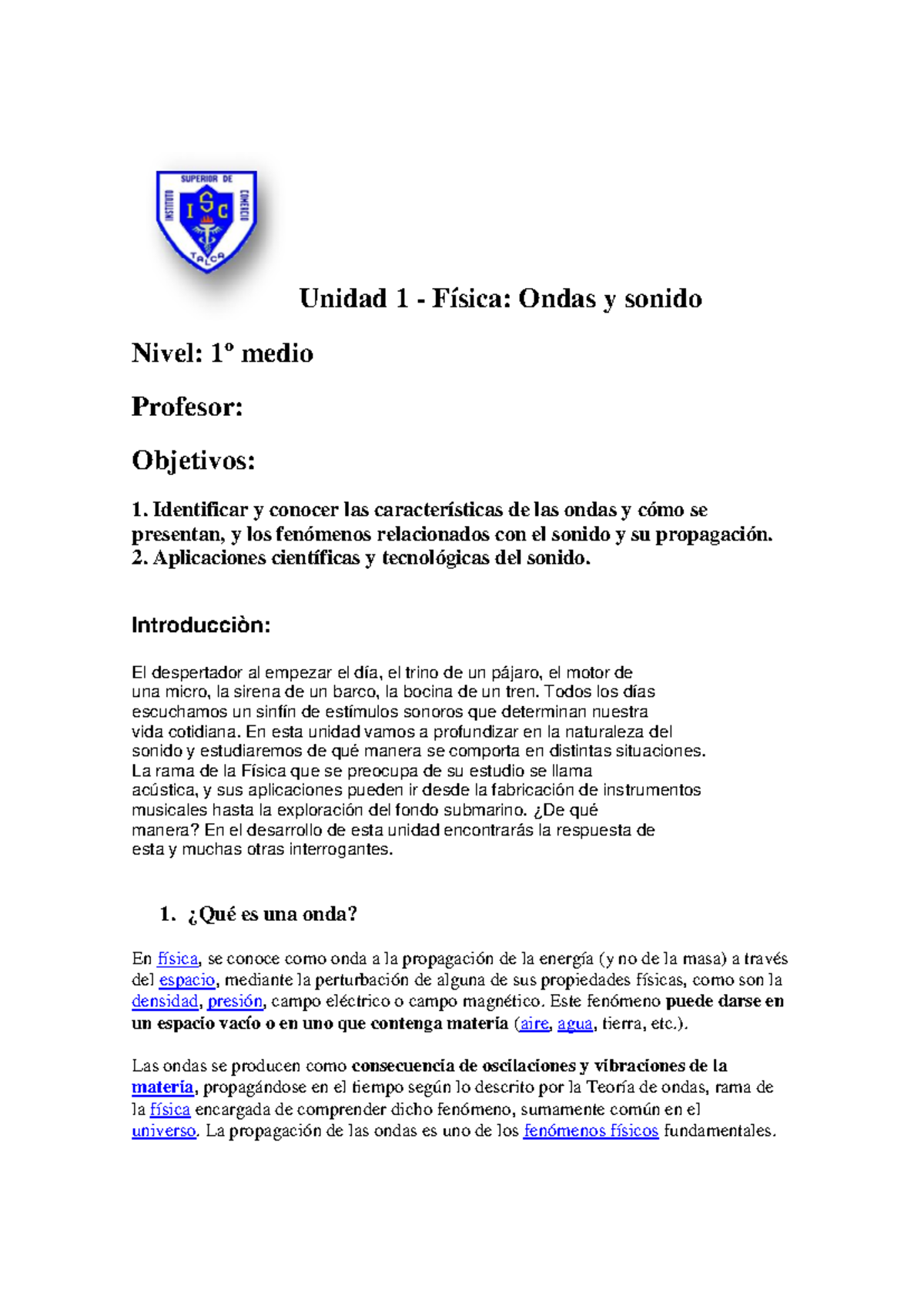 00 Guia 02 Fisica Ondasand Sonido Unidad 1 Física Ondas Y Sonido