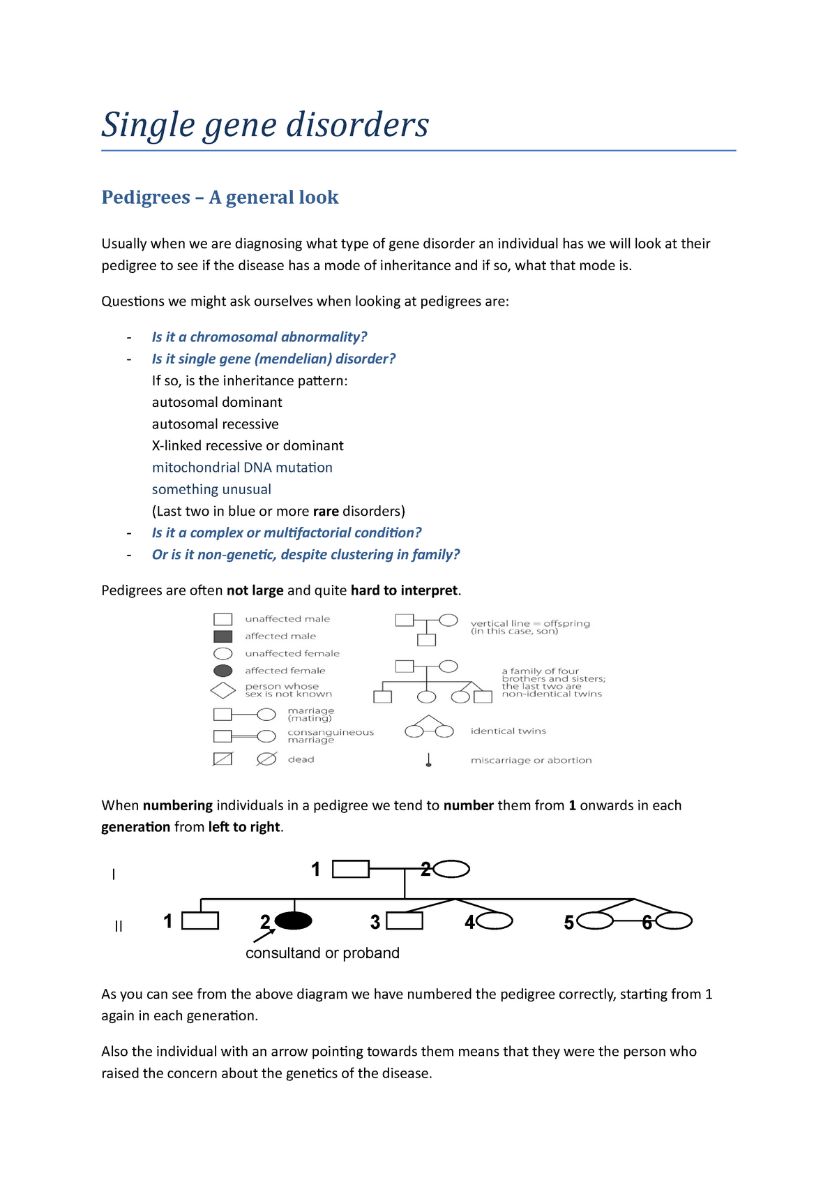 Single Gene Disorders Single Gene Disorders Pedigrees A General