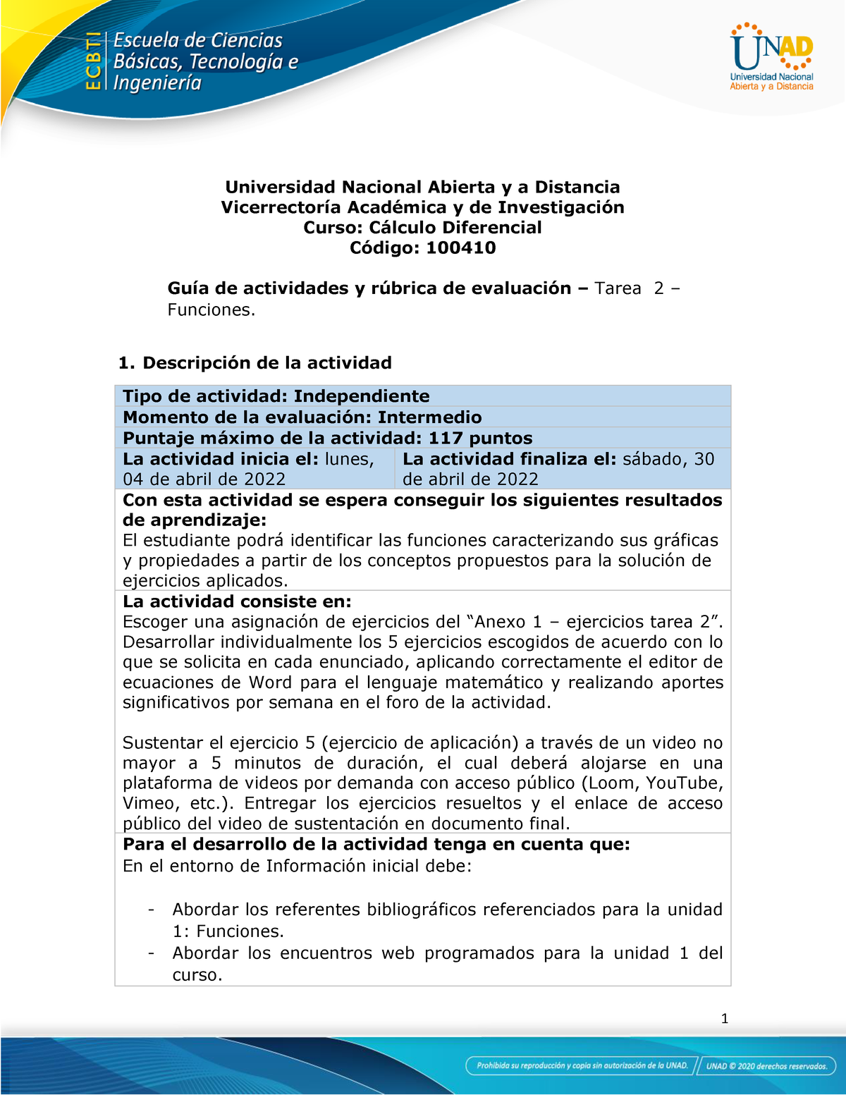 Guía De Actividades Y Rúbrica De Evaluación Unidad 1 Tarea 2