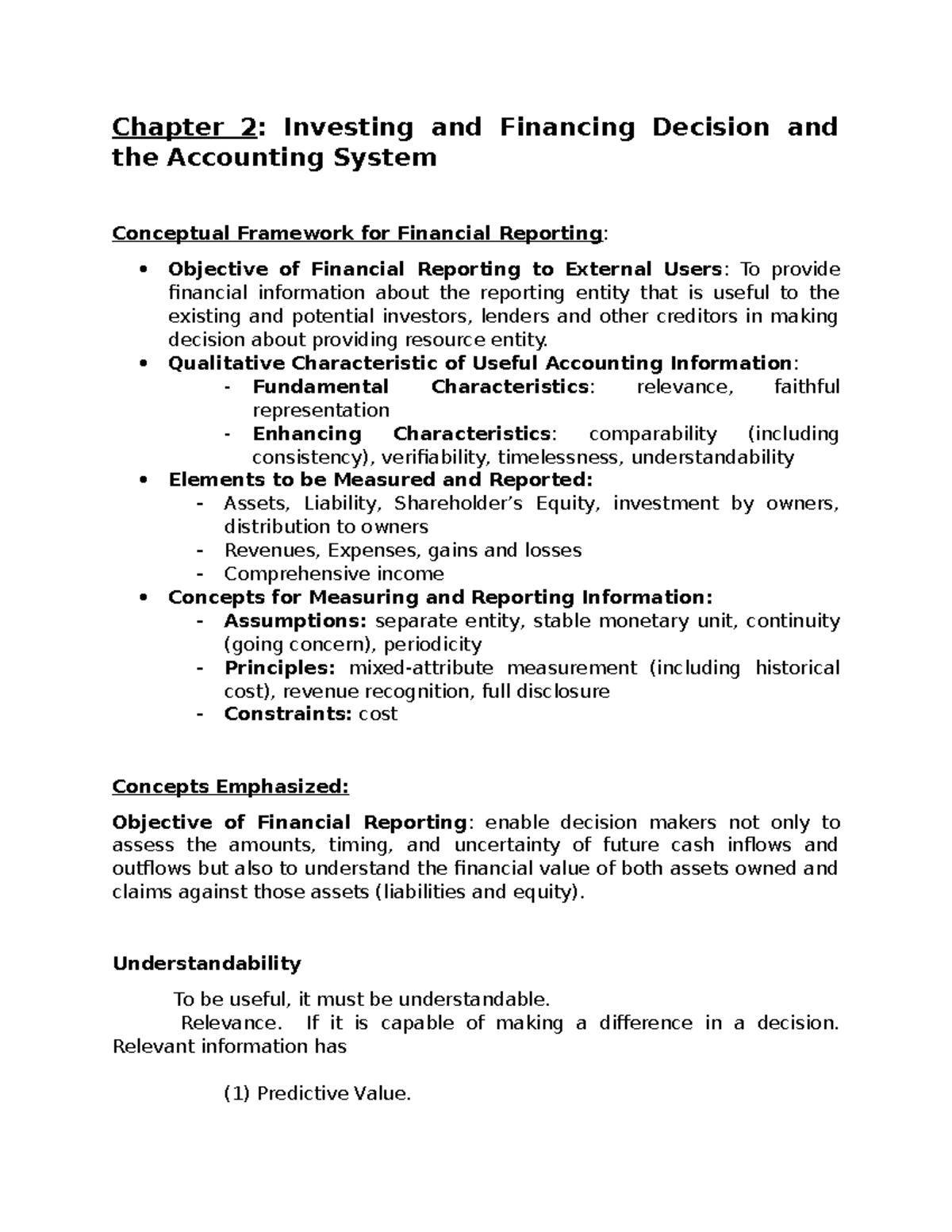 Chapter 2 Lecture Notes 2 Chapter 2 Investing And Financing