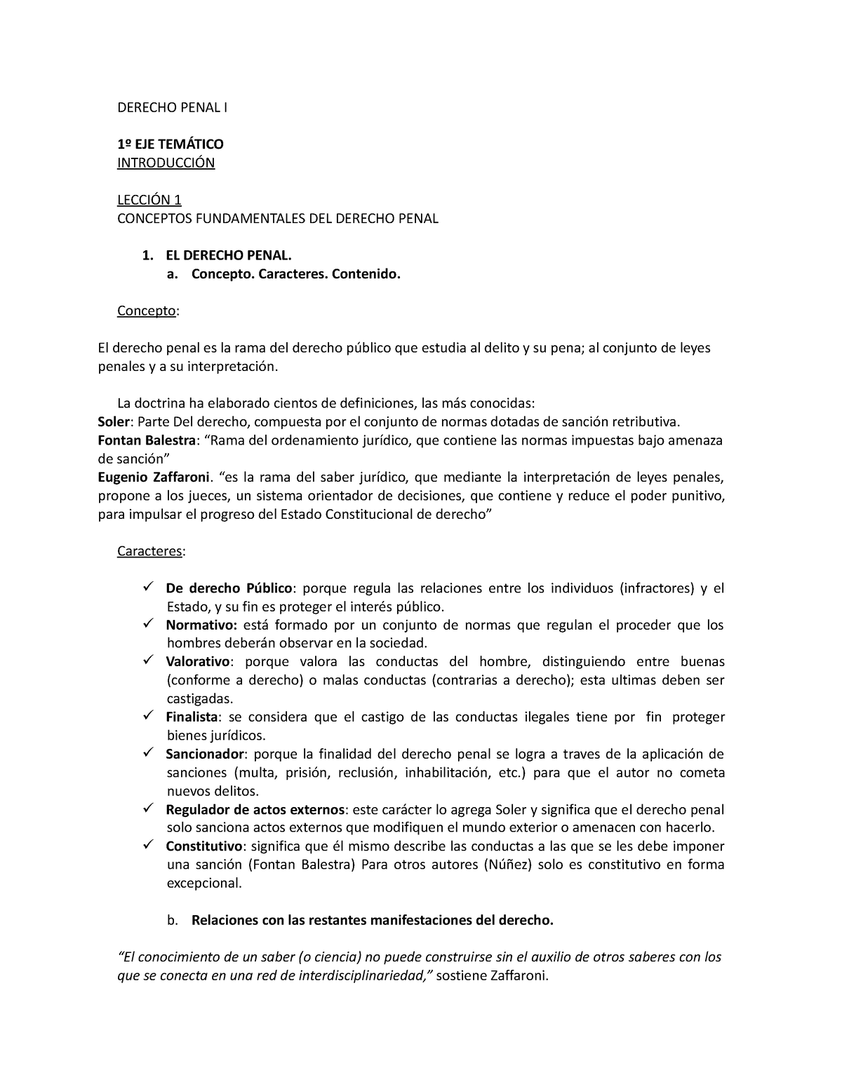 Penal I Todo Resumen Completo Derecho Penal I 1º Eje TemÁtico