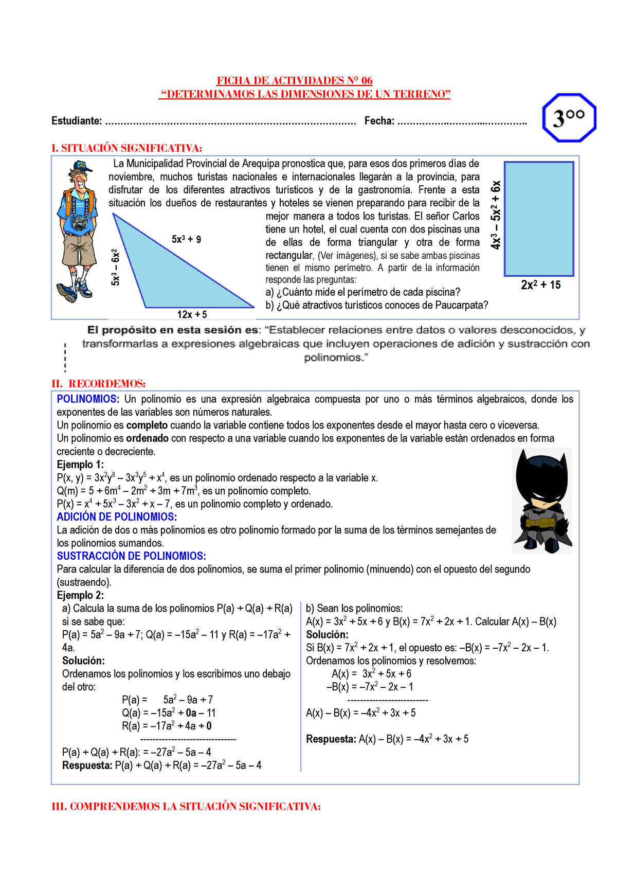 Ficha 4 3ero Ficha De Actividades N° 06 “determinamos Las