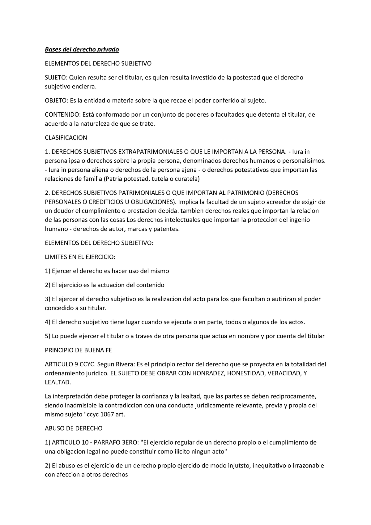 Bases Del Derecho Privado Resumen Bases Del Derecho Privado Elementos