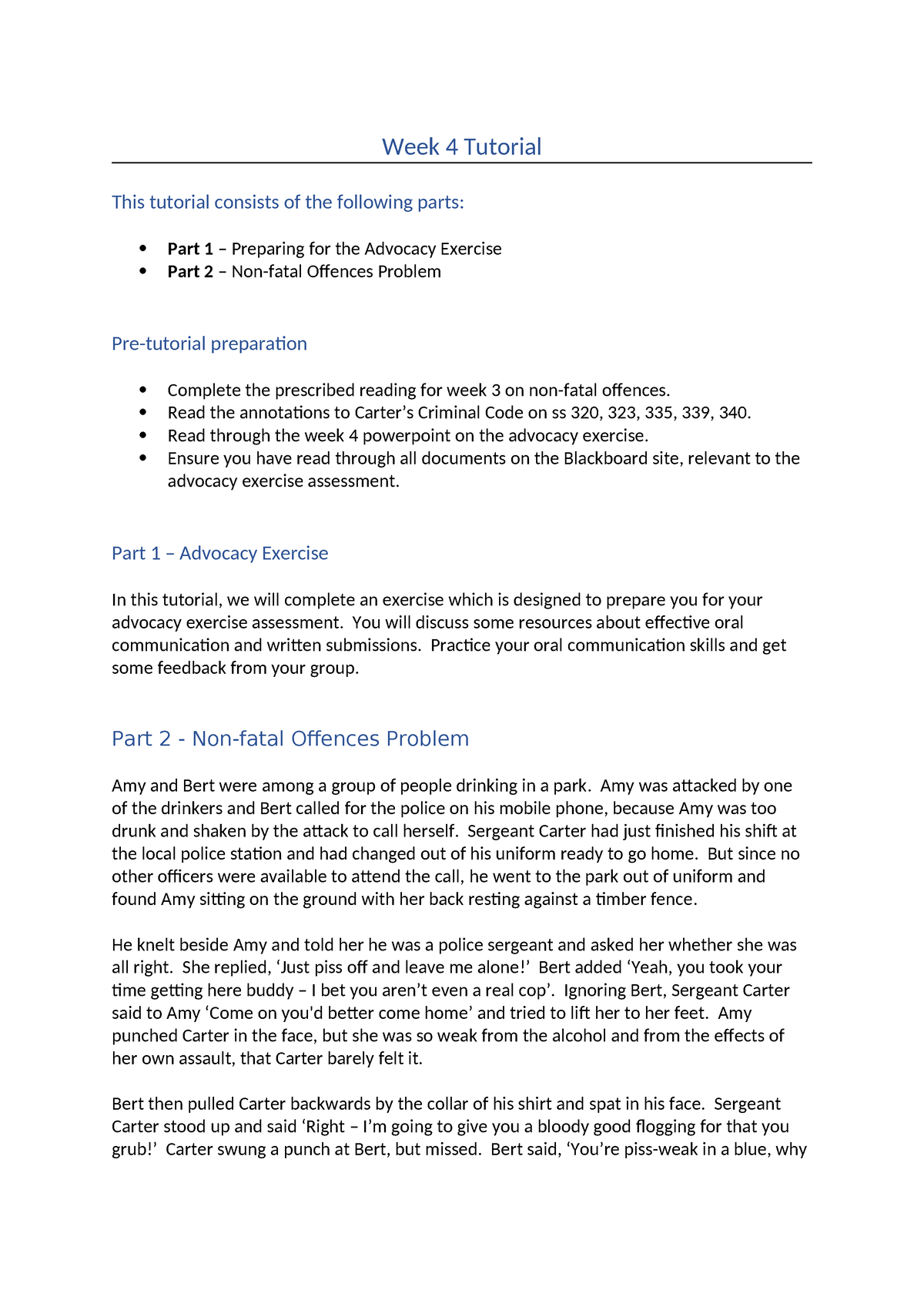 Llb106 Week 4 Tutorial Week 4 Tutorial This Tutorial Consists Of The