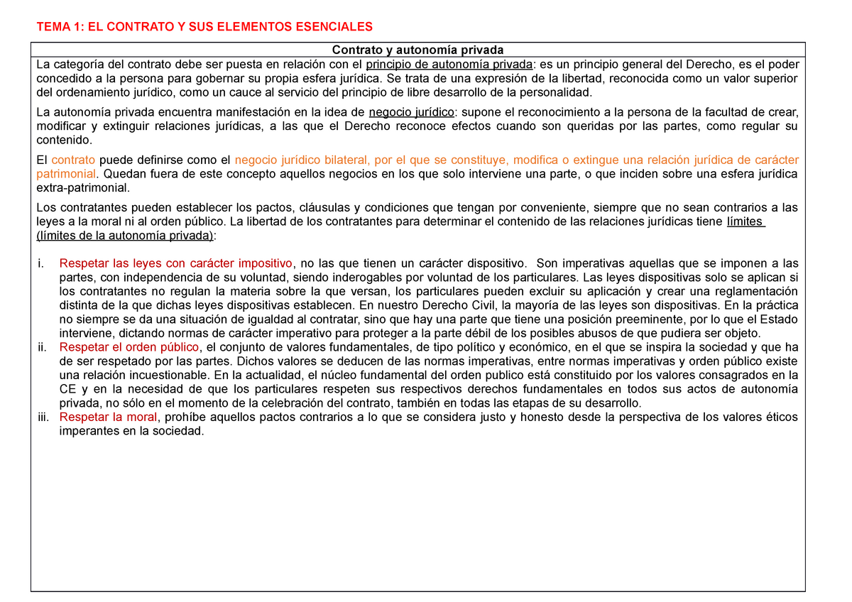 Resumen Tema 1 Manual Derecho Civil Ii Obligaciones Y Contratos Tema