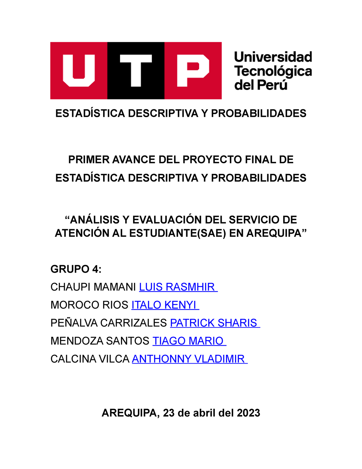 Estadística Descriptiva Y Probabilidades Trabajo Final Adelanto 1