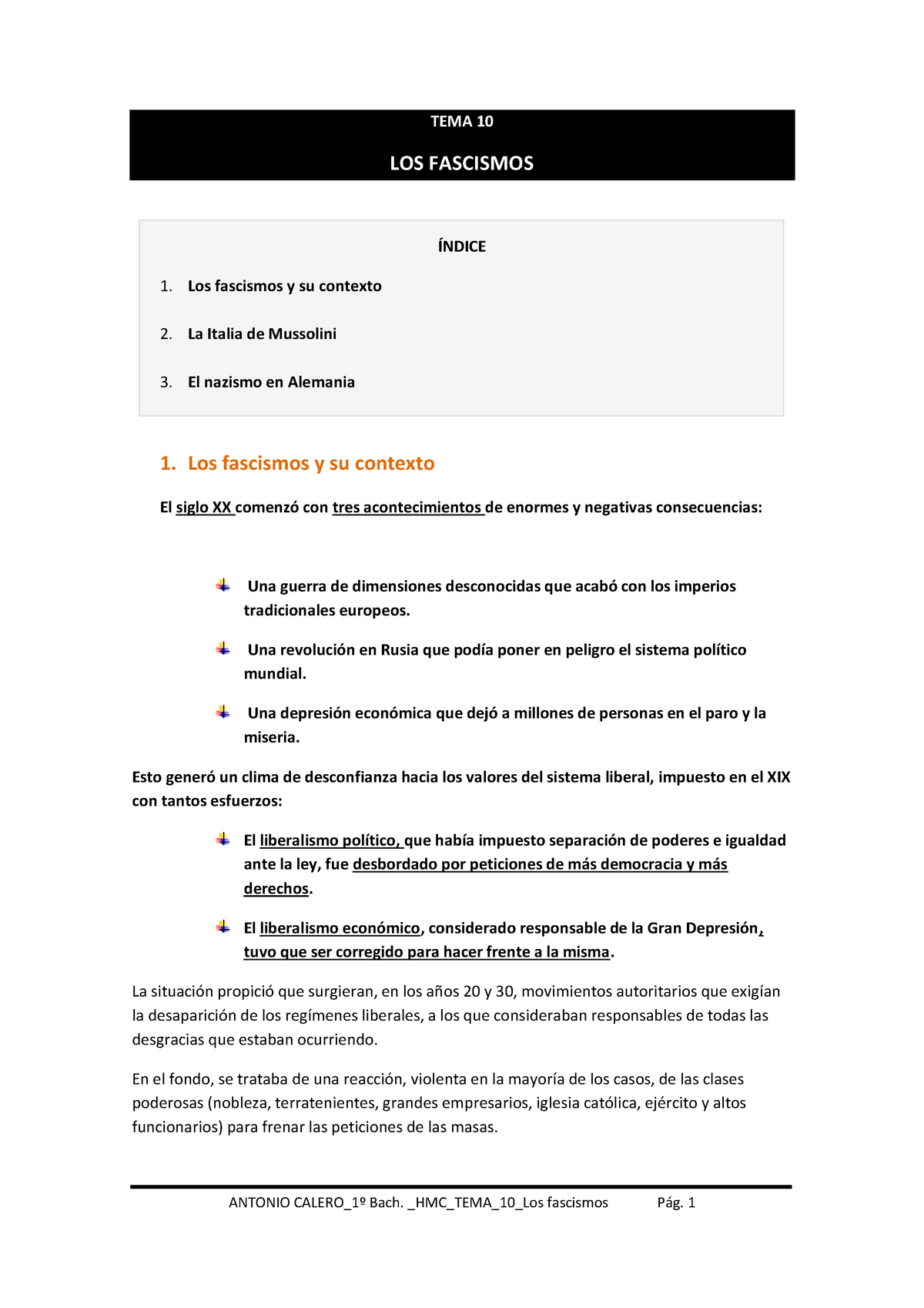 Historia Del Mundo Contemporaneo Tema 10 Los Fascismos Tema 10 Los