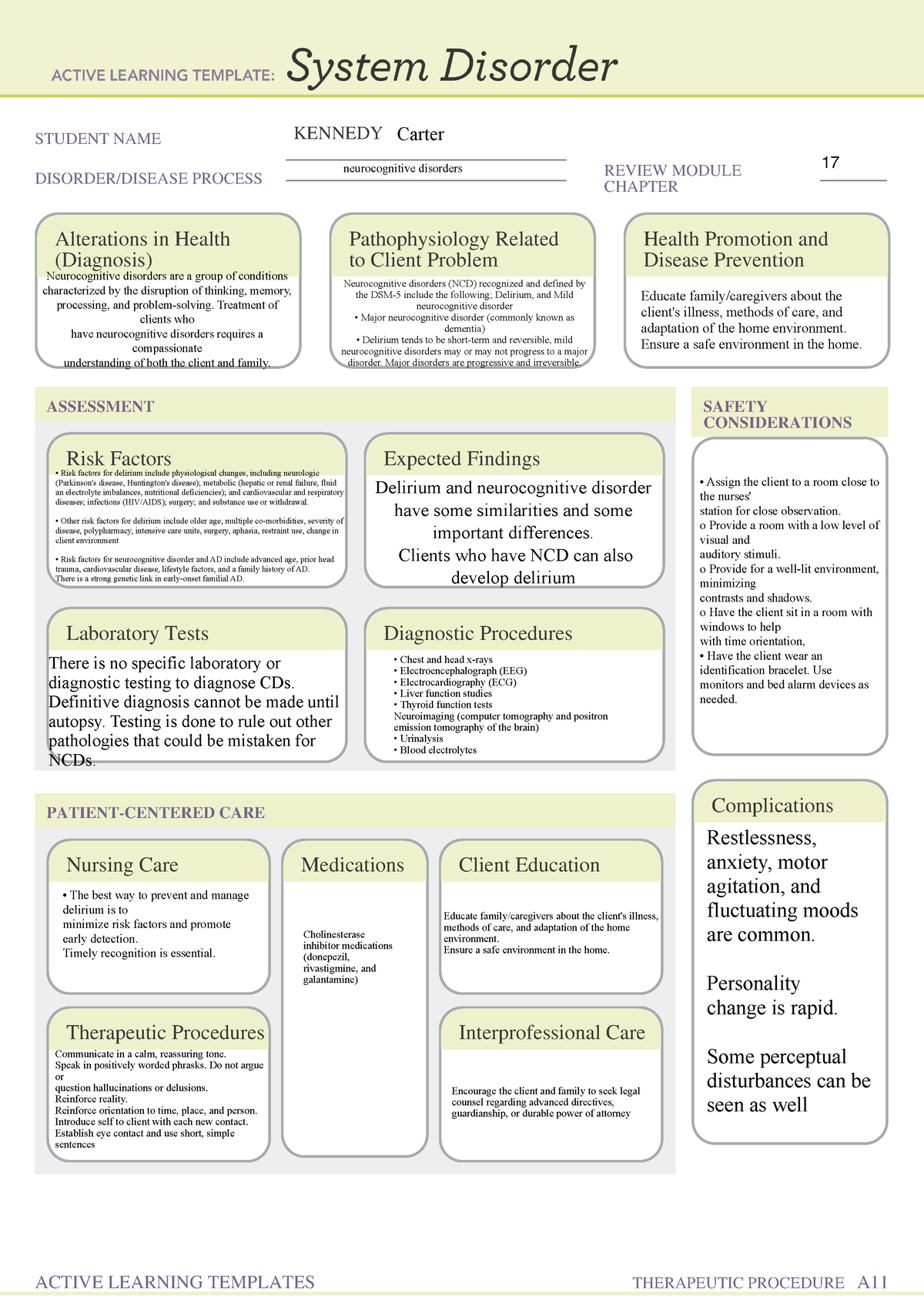 System Disorder Form Remediation 222 Student Name Kennedy