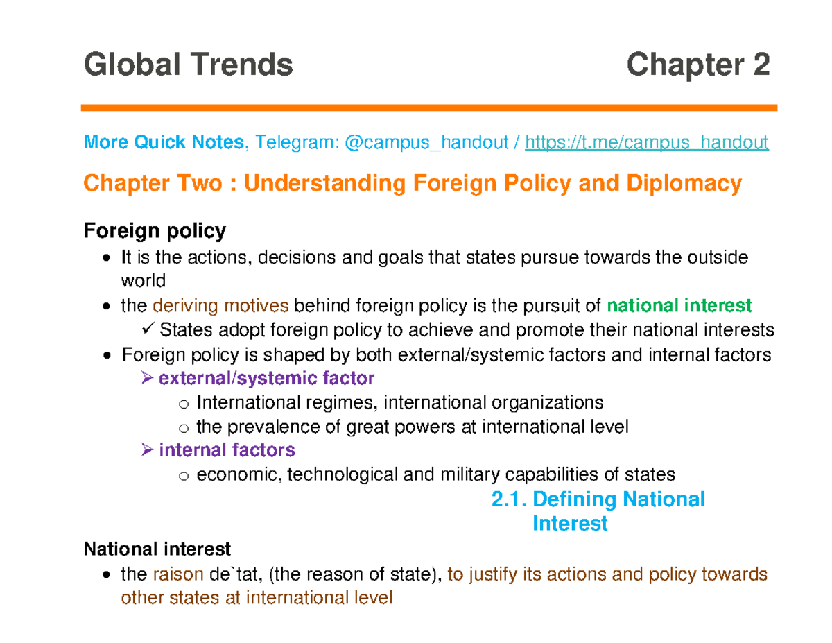 Global Trends Chapter 2 Note Global Trends Chapter 2 More Quick Notes