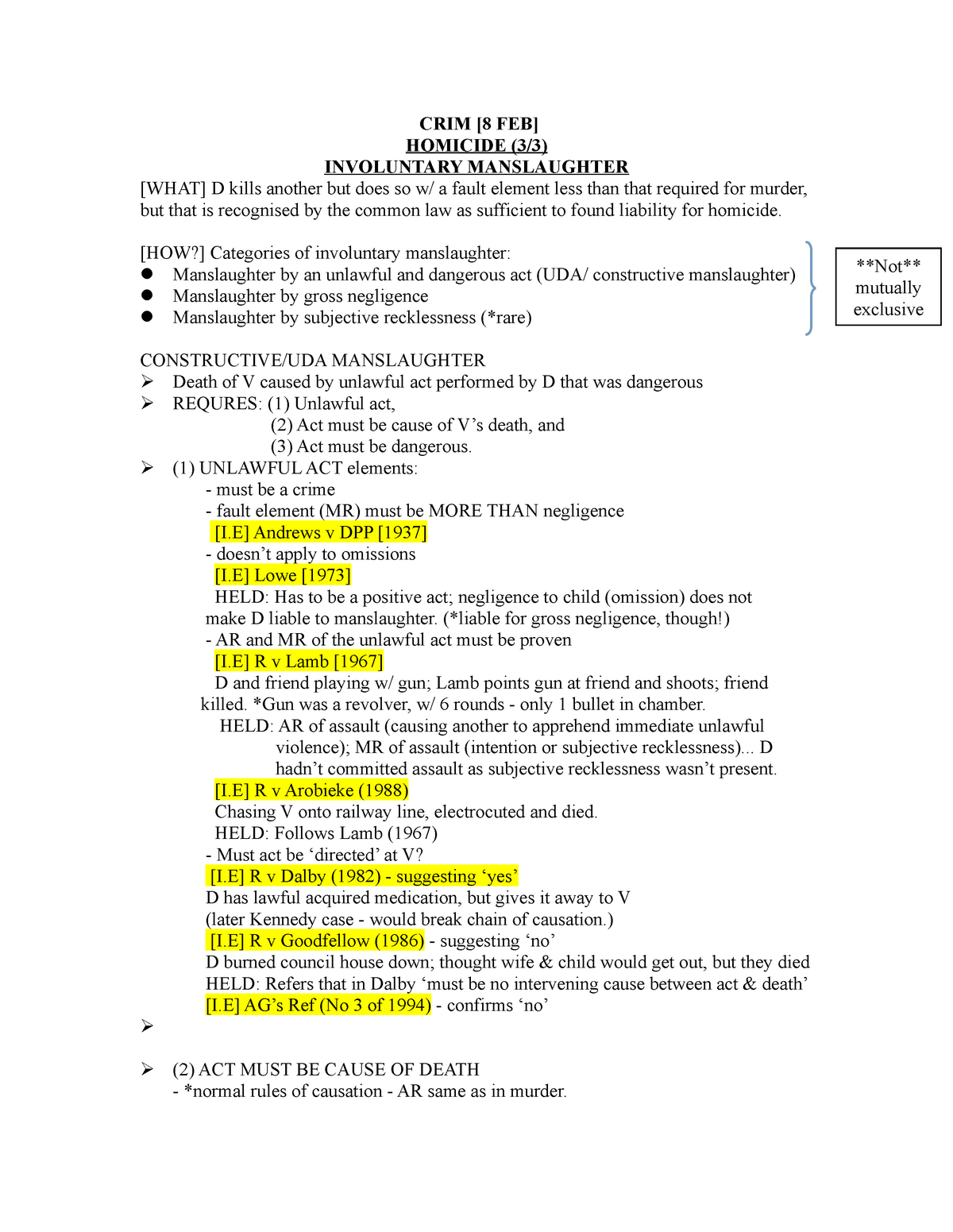 Crim 8 Feb Year 1 Compulsory Module Criminal Law Crim 8 Feb