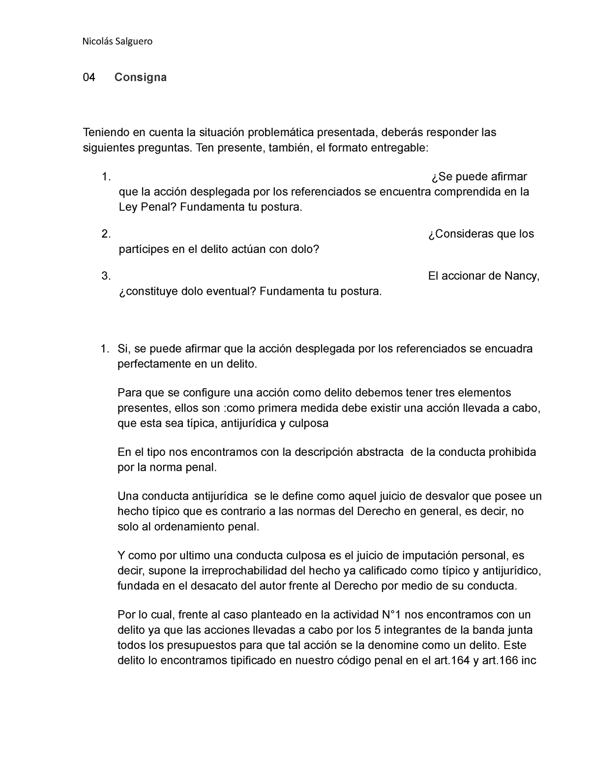 Tp Penal 2 Espero Que Les Sirva 04 Consigna Teniendo En Cuenta La