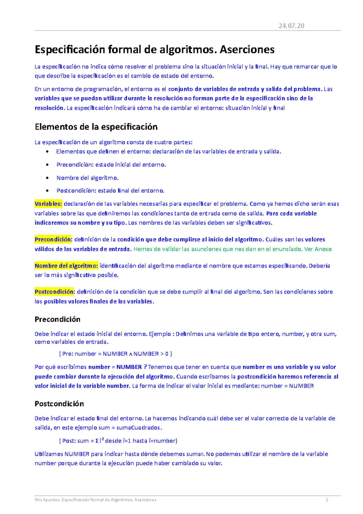 Mis Apuntes Modulo 1 Especificación Formal De Algoritmos