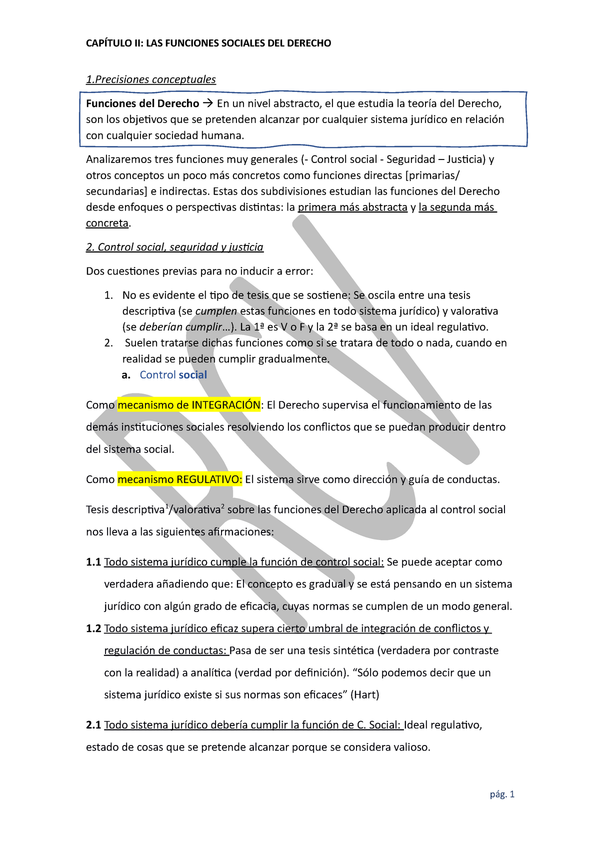 Teoria Del Dret Capítol 2 1 Conceptuales Funciones Del Derecho En Un