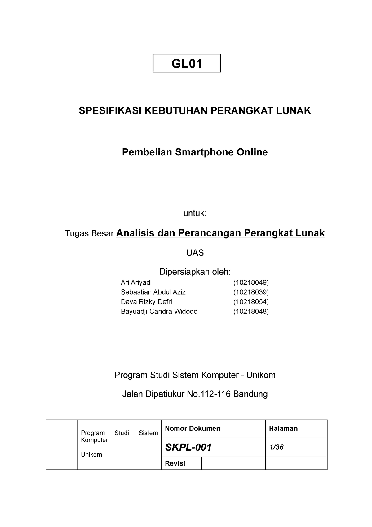 Skpl Tahap 1 Hani Irmayanti Skommkom Spesifikasi Kebutuhan