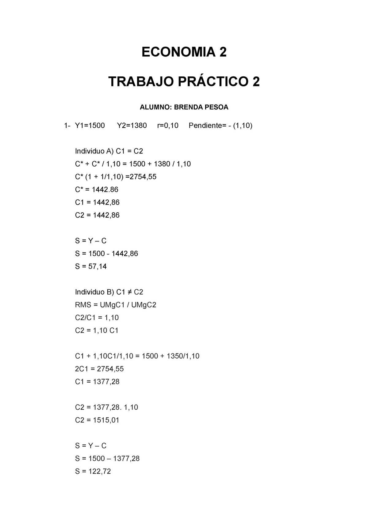 Tp 2 Economia 2 Tp 2 Alumno Brenda Pesoa Economia Trabajo