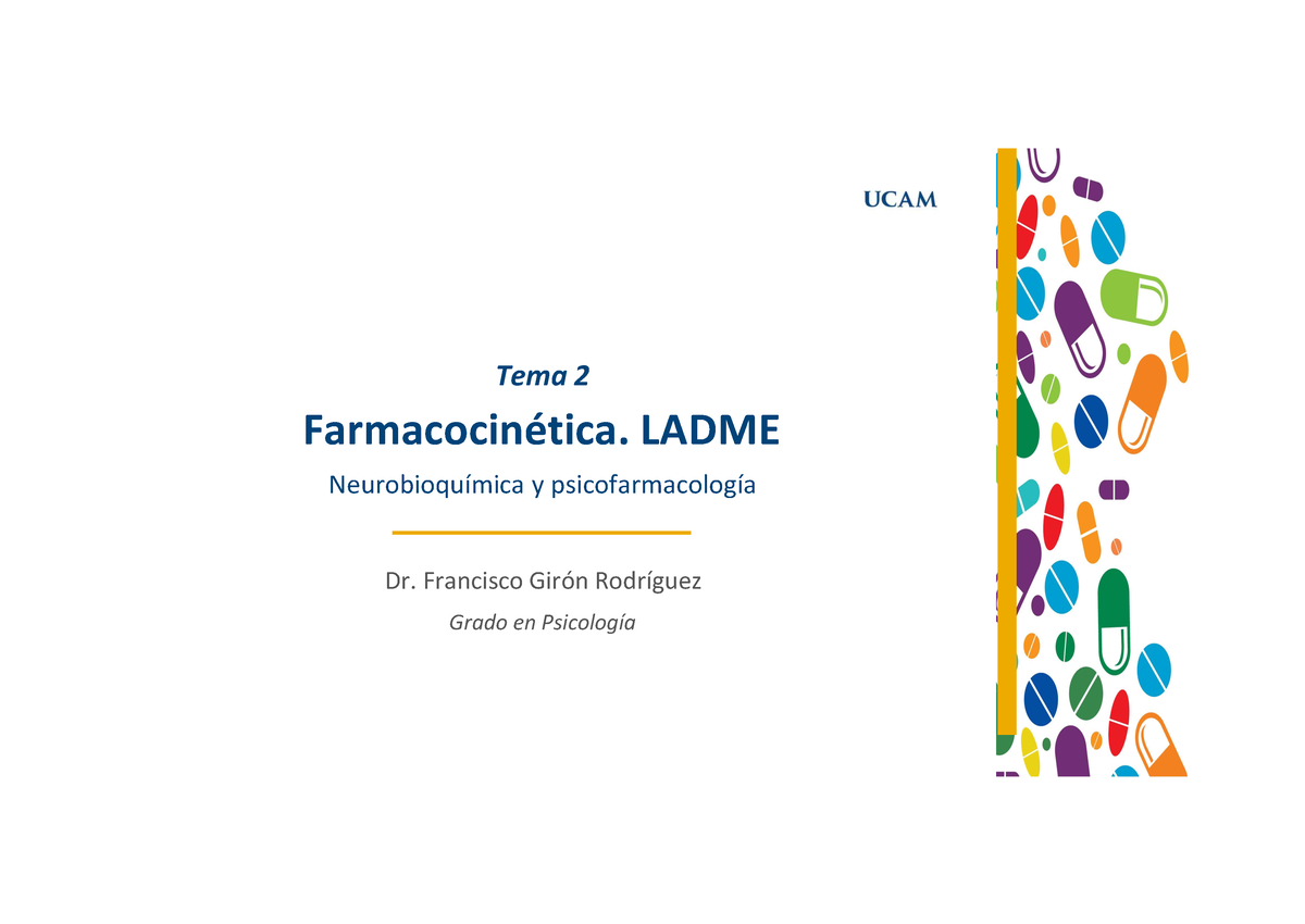 Tema 2 Farmacocinética Farmacocinética Ladme Tema 2 Dr