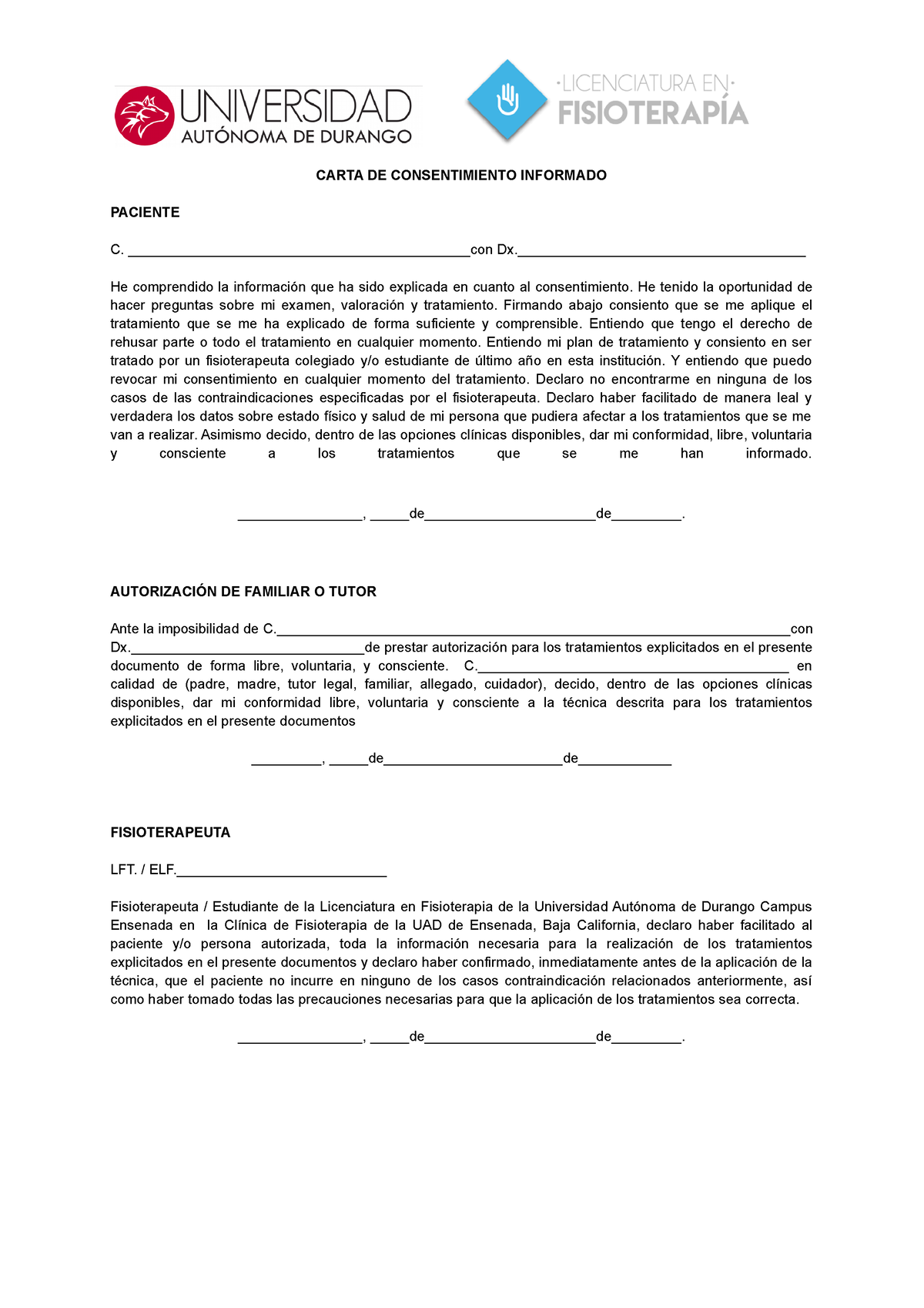 Carta De Consentimiento Informado Carta De Consentimiento Informado