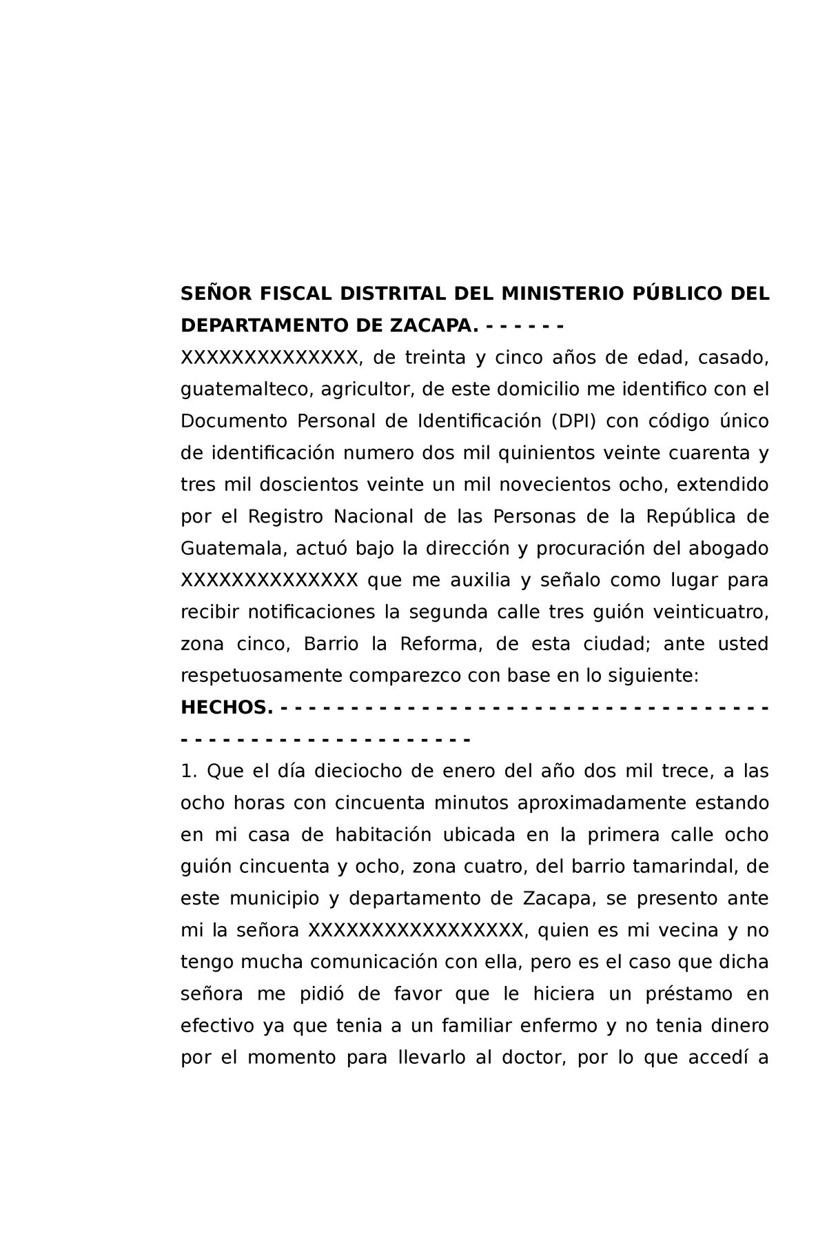 Modelo De Querella Penal Guatemala Formato Word Pdf M