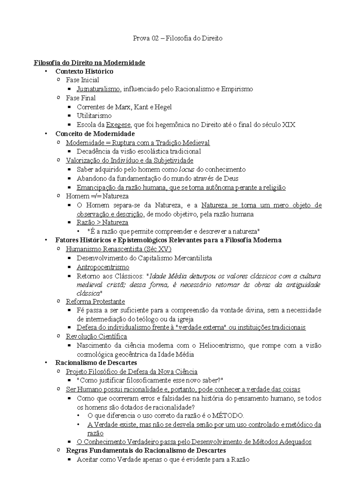 Resumo P2 Prova 02 Filosofia Do Direito Filosofia Do Direito Na