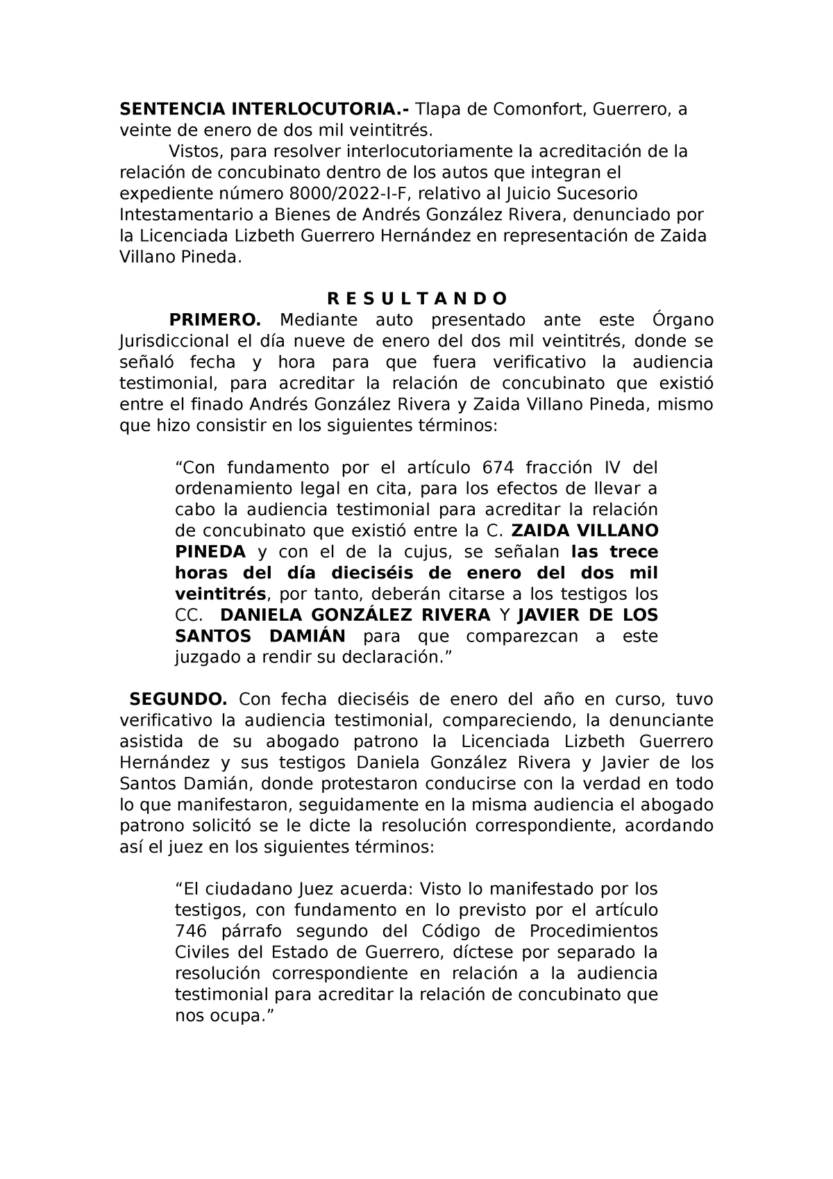 Sentencia Interlocutoria Sentencia Interlocutoria Tlapa De