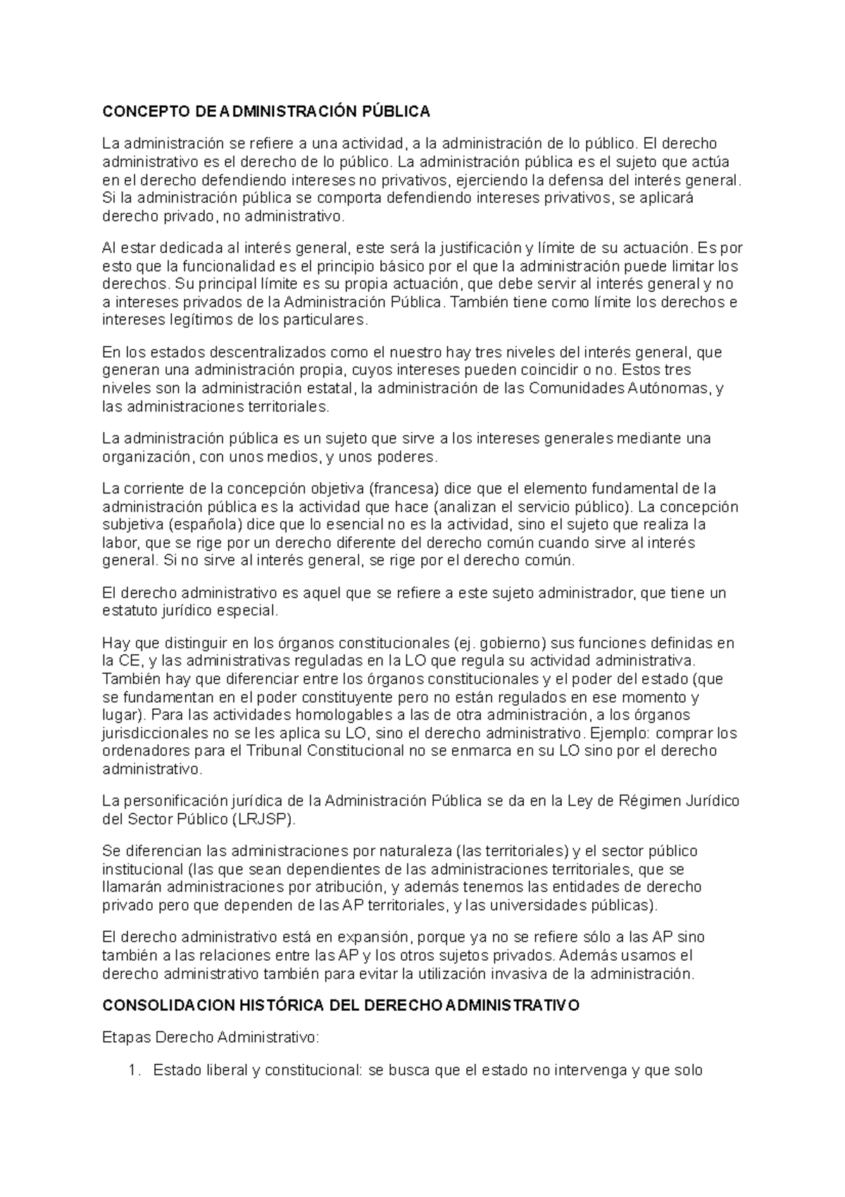 Tema 1 Apuntes De Derecho Administrativo De Derecho Y Ade Concepto