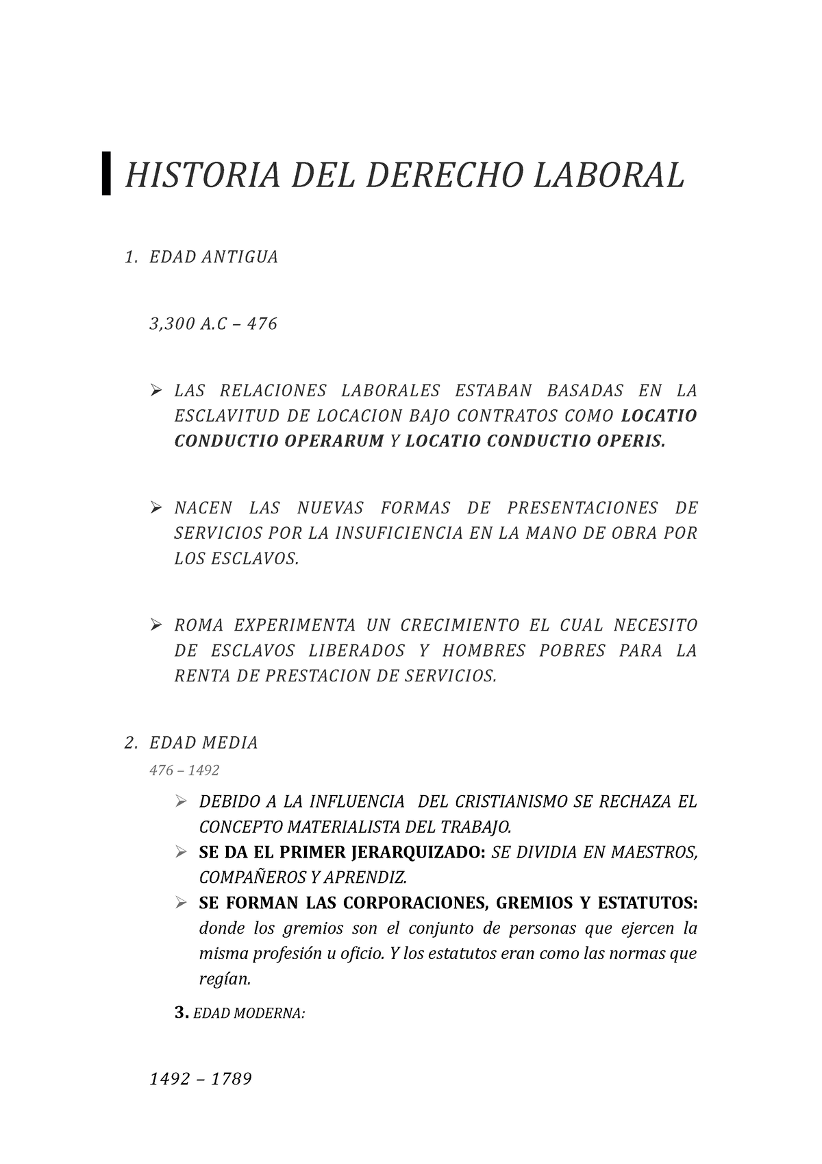 Historia Del Derecho Laboral Historia Del Derecho Laboral 1 Edad