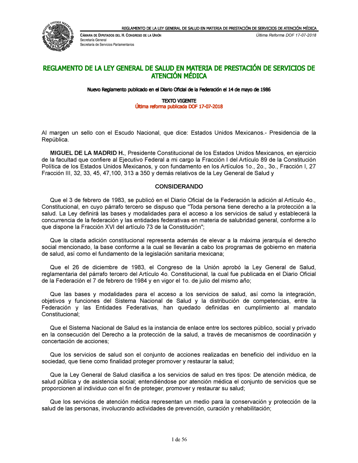 Reglamento De La Ley General De Salud En Materia De PrestaciÓn De