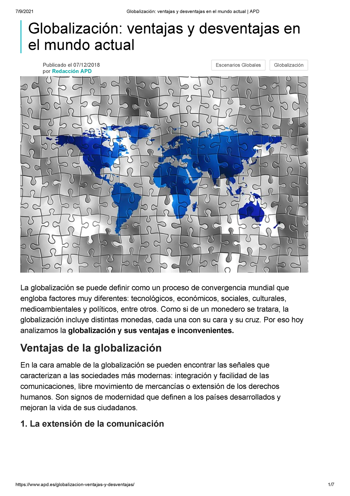 Globalización Ventajas Y Desventajas En El Mundo Actual Apd