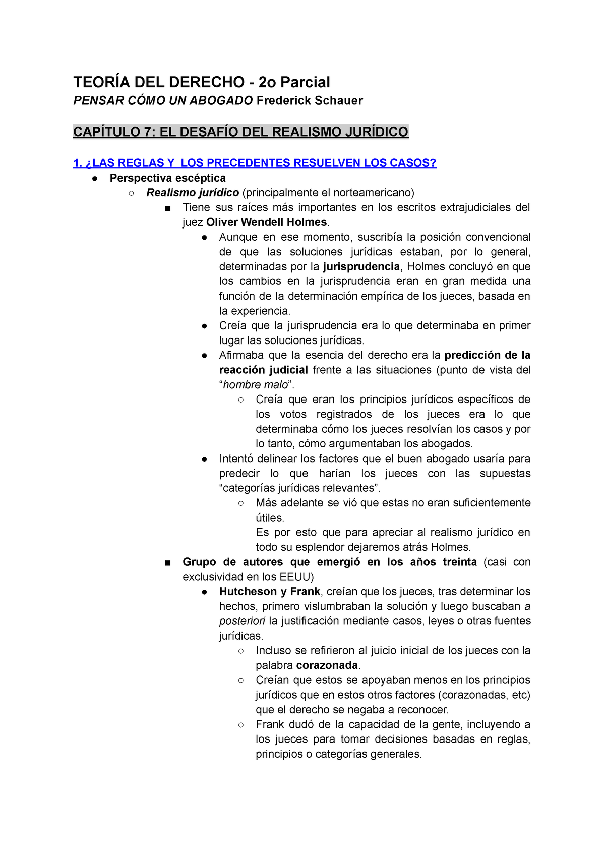 Teoría Del Derecho 2o Parcial TeorÍa Del Derecho 2o Parcial Pensar