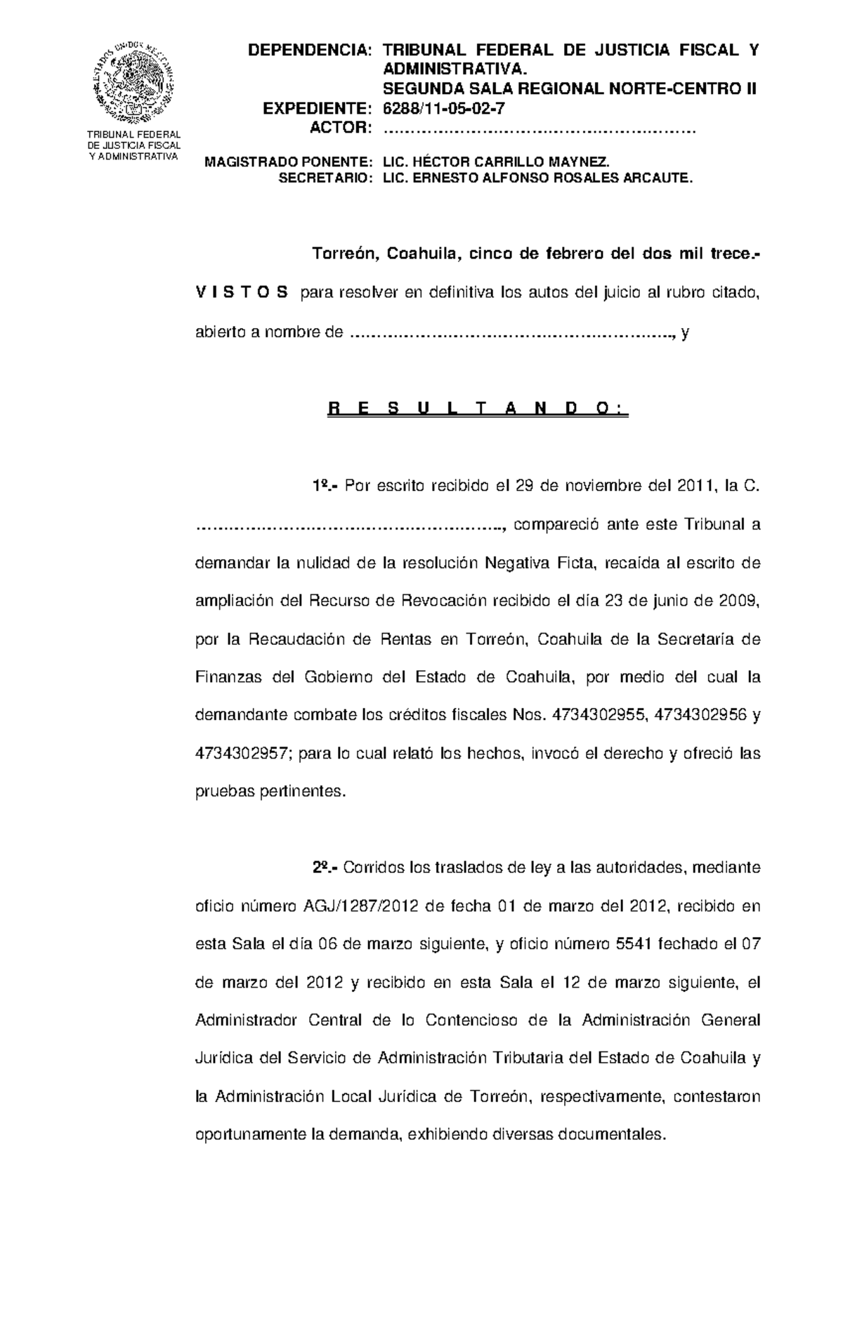 Ejemplo De Una Sentencia Para Derecho Fiscal Tribunal Federal De