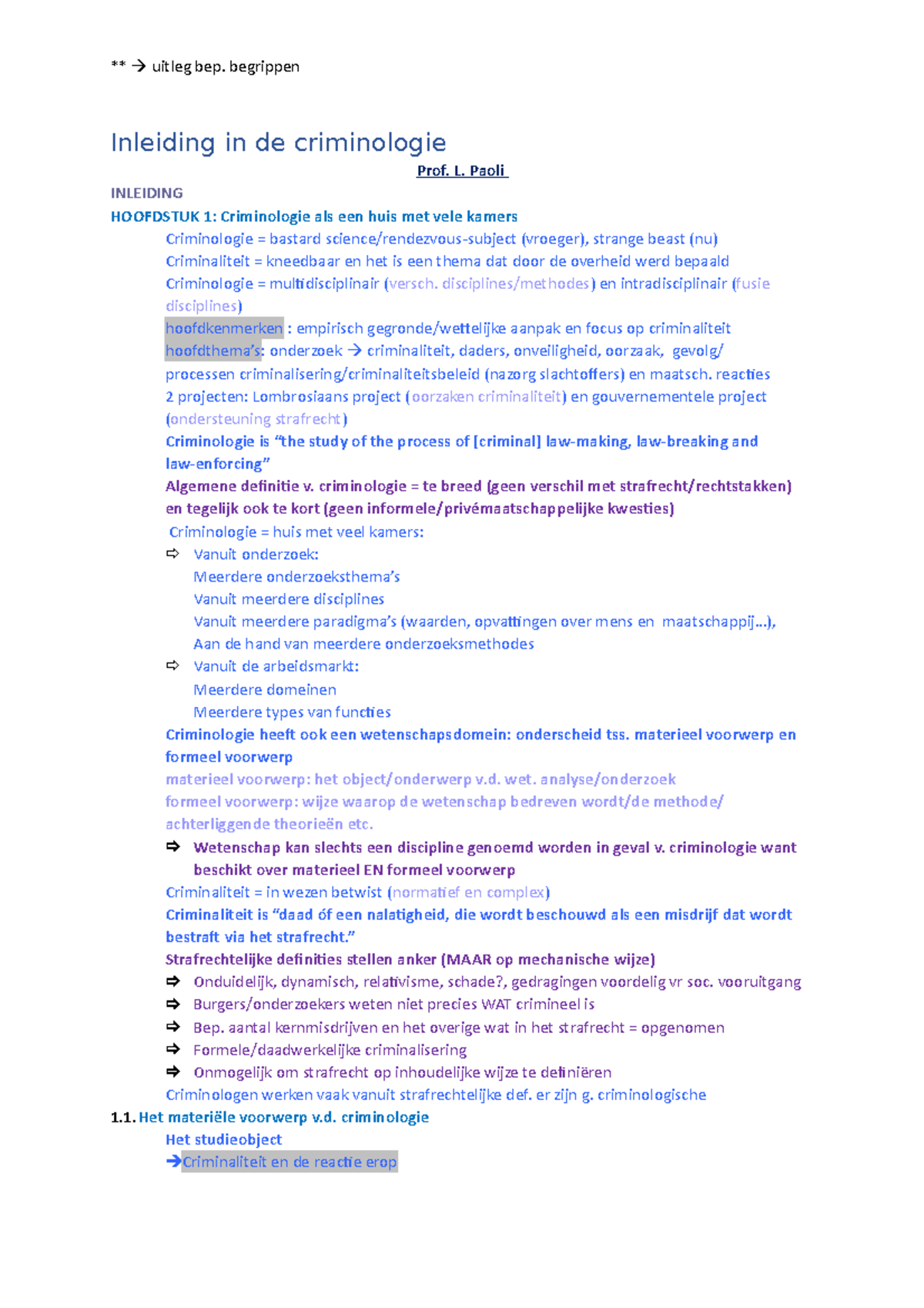 Inleiding Criminologie Samenvatting 2021 2022 Inleiding In De