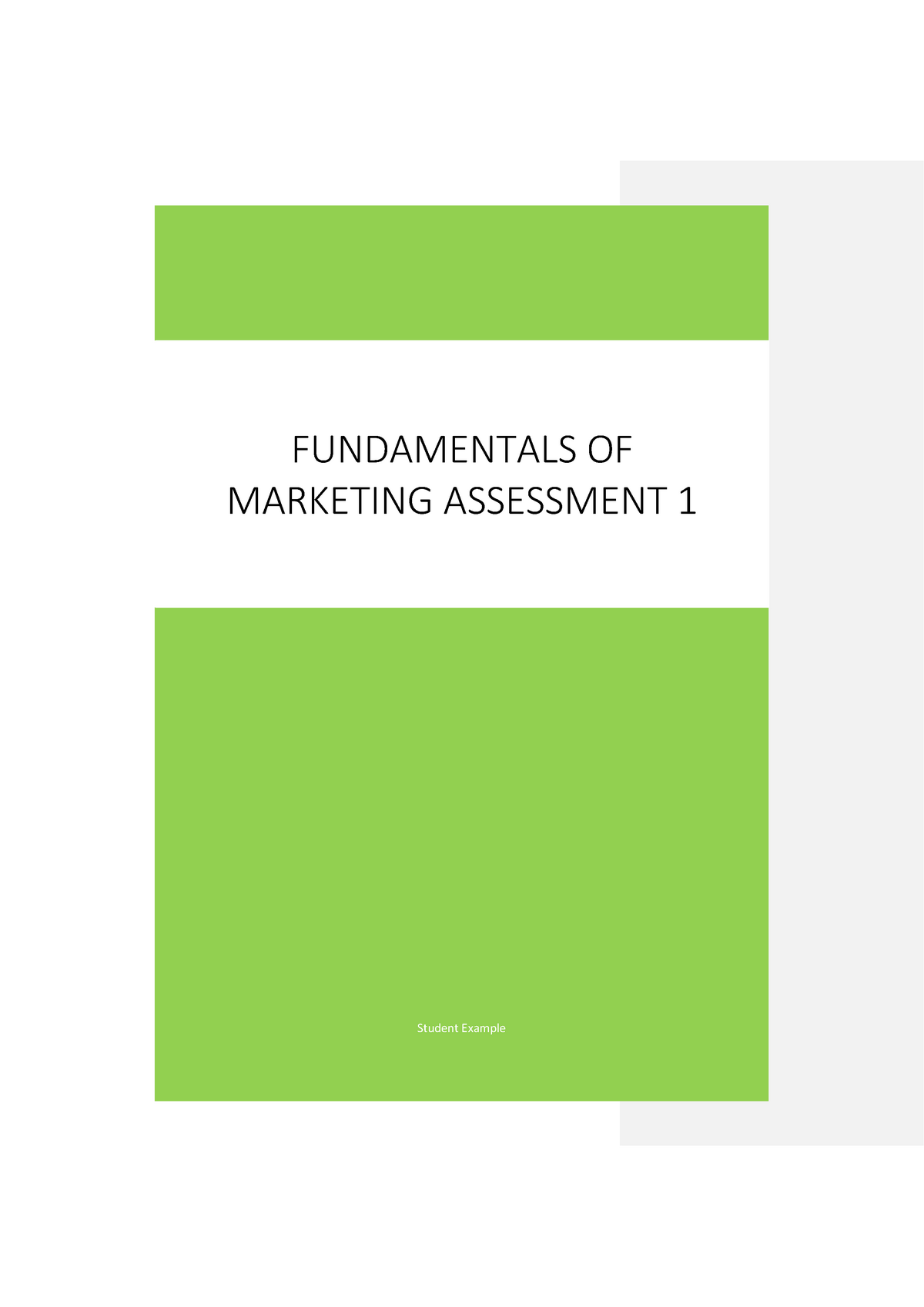 Mkt10007 Assessment 1 Fundamentals Of Marketing Assessment 1 Student