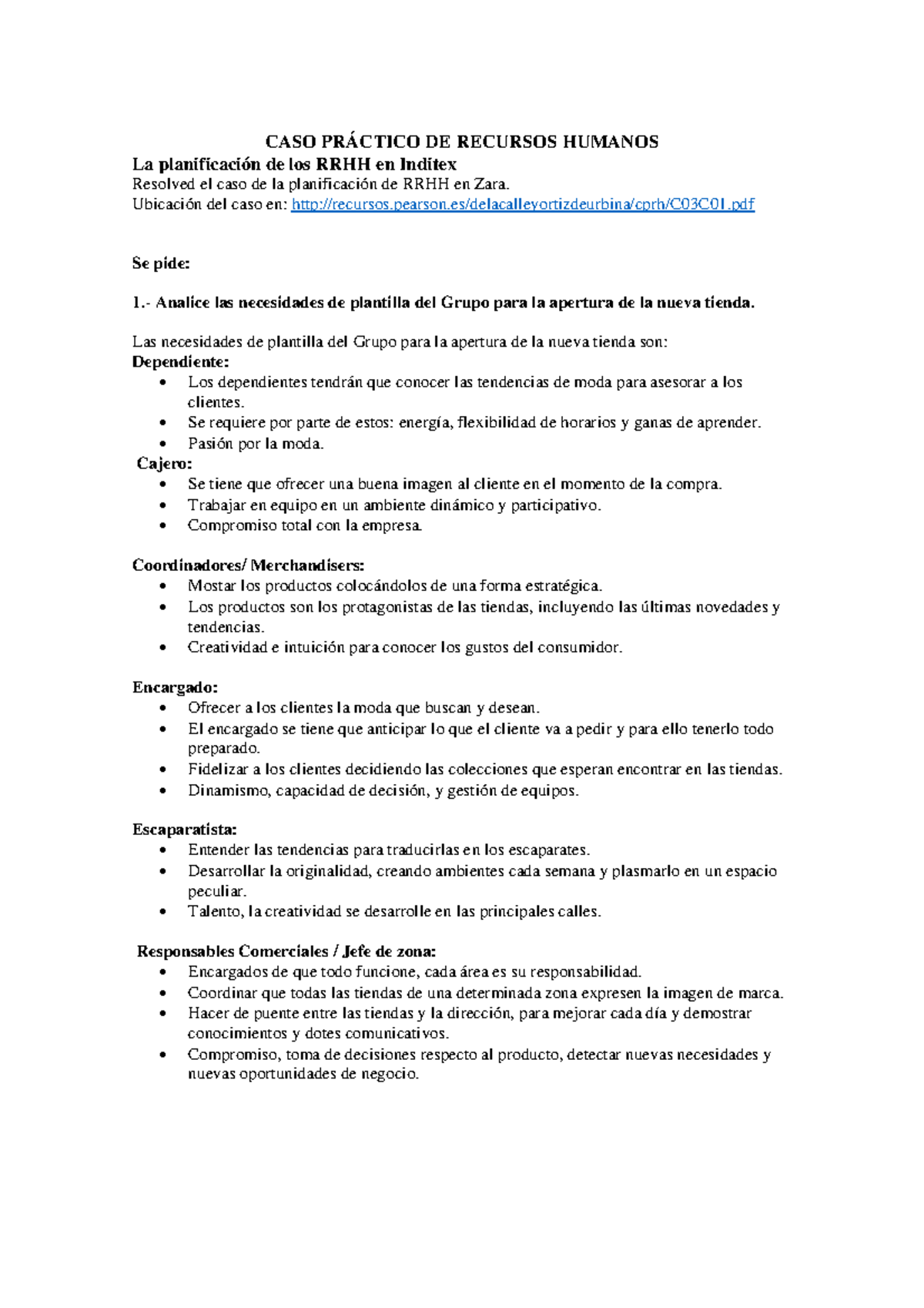 T11 Caso Práctico La Planificación De Los Rrhh En Inditex Caso