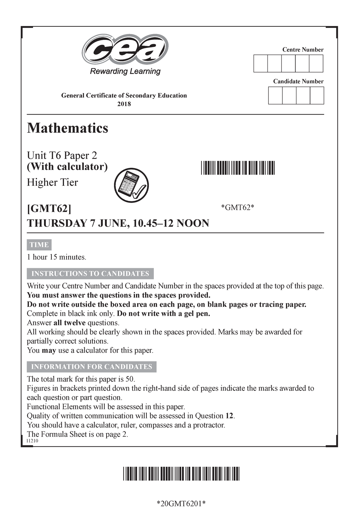 Gcse Math Past Papers Mark Schemes Standard May June Series 2018 27151