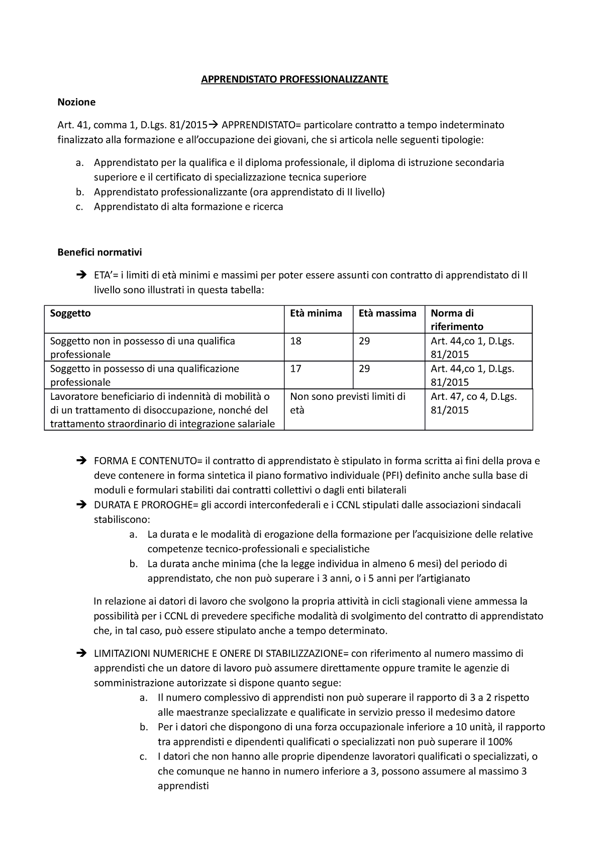 Apprendistato Professionalizzante Diritto Del Lavoro Unige Studocu