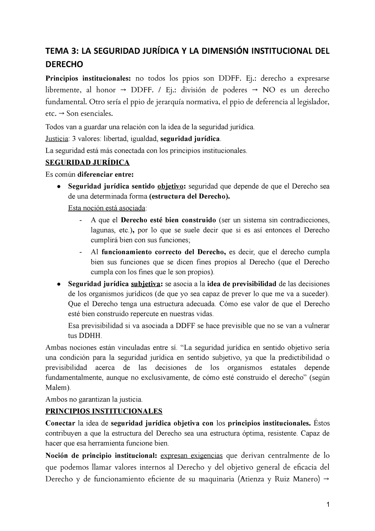 Tema 3 La Seguridad Jurídica Y La Dimensión Institucional Del Derecho